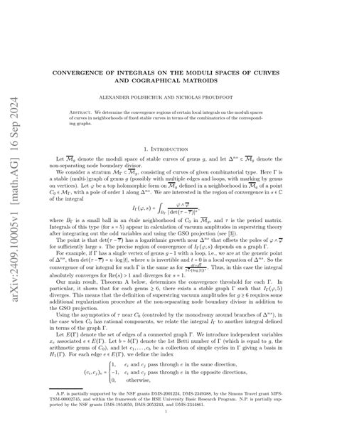 Pdf Convergence Of Integrals On The Moduli Spaces Of Curves And