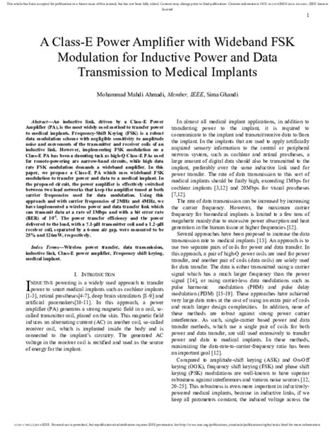 Pdf A Class E Power Amplifier With Wideband Fsk Modulation For