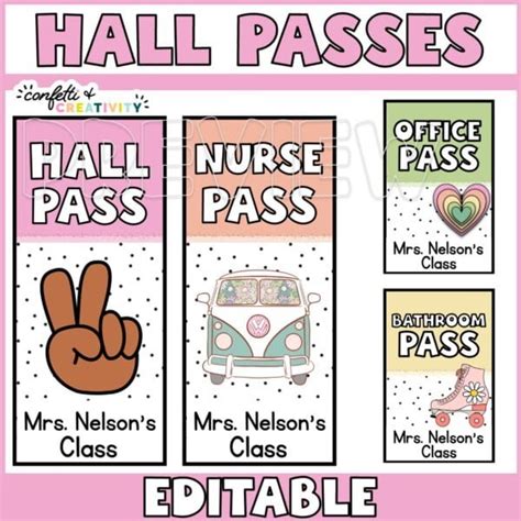 Retro Hall Passes Confetti And Creativity