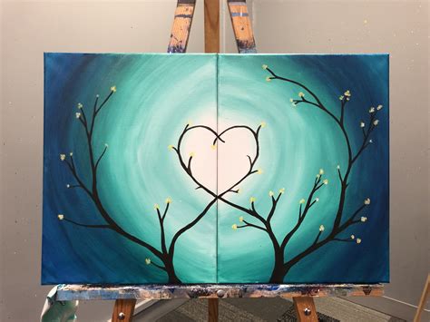 Couples Tree In Bloom Canvas Painting