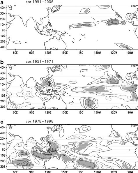 Correlation Coefficient Of Jja Sst With Jja Sc Rainfall For 1951 2006 Download Scientific