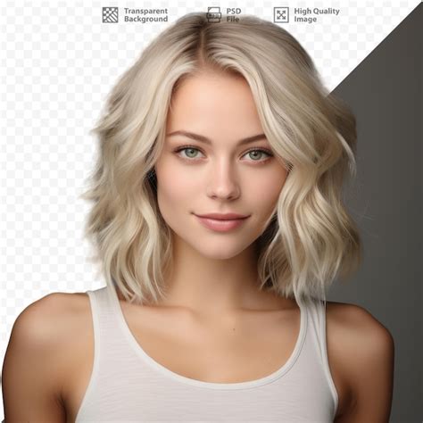 Premium Psd A Model With Blonde Hair And A White Tank Top