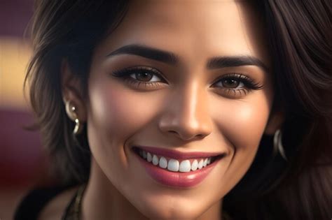Closeup Photo Of Latin Girl039s Face Happy And Very Glowing With