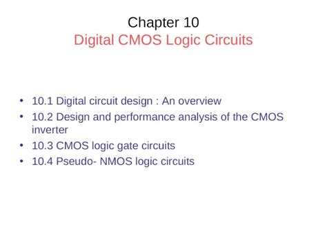 PPT Chapter Digital CMOS Logic Circuits Digital Circuit Design An Overview