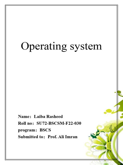 Operating System Pdf Computer Hardware Operating System Technology