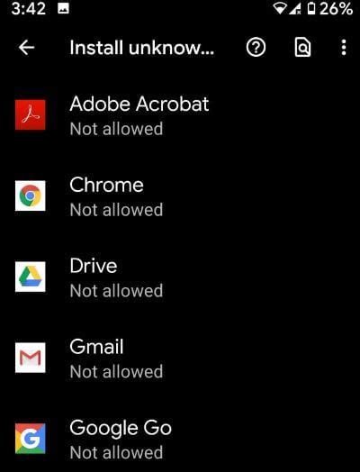 how to install from unknown sources on android 10