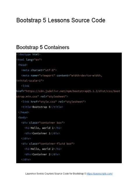 Bootstrap 5 Lessons Source Code Pdf Booting Computing