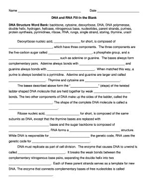 Dna Fill In The Blanks Fill Online Printable Fillable Blank PdfFiller