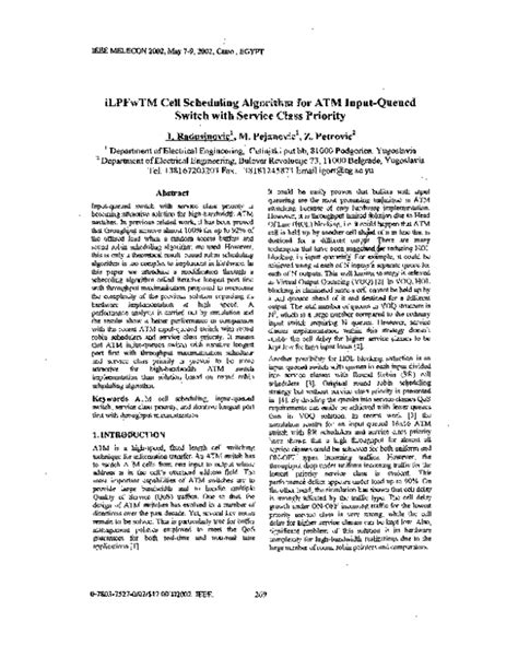pdf ilpfwtm cell scheduling algorithm for atm input queued switch