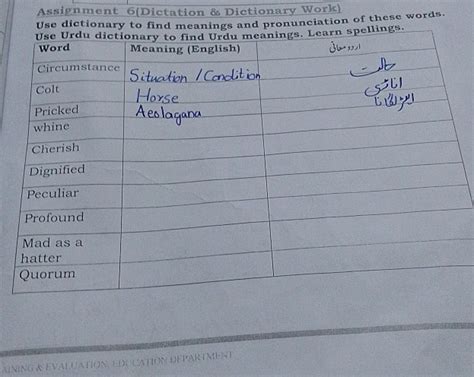 Assignment 6 Dictation Dictionary Work Use Studyx