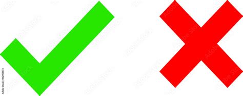 Set Of Green Check Mark Icon And Red X Cross Tick Symbol Green