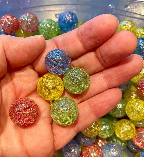 Set Of 5 “stardust” Mega Marble Glass Marbles 58” Clear Iridescent