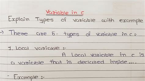 Explain Types Of Variables With Example In Hindi C Language Youtube