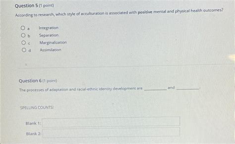 Solved Question 5 1 Point According To Research Which