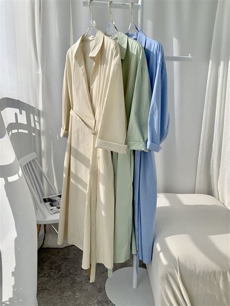 앤 셔츠 벨트 랩 롱 원피스