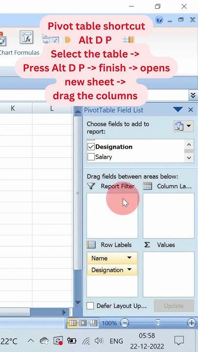 Pivot Table Shortcut Alt D P Excel Formulas Shortcuts Tip Of The Day Excel Tutorials
