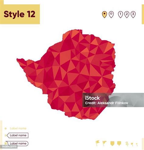 짐바브웨 빨간색 낮은 폴리지도 다각형지도 개요 지도 벡터 일러스트레이션 0명에 대한 스톡 벡터 아트 및 기타 이미지 0명