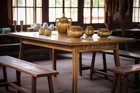 금색 의자가 있는 나무 테이블 국밥 복고 술집 배경 일러스트 및 사진 무료 다운로드 Pngtree