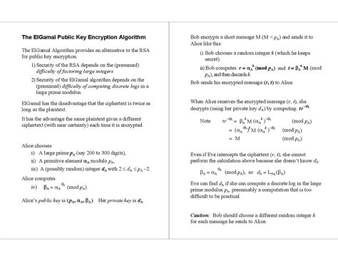 The Elgamal Public Key Encryption Algorithm Mcs 425 Docsity