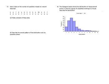 AP Statistics Numerical Quantitative Graphs Worksheet TPT