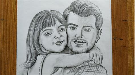 Father Daughter Pencil Sketches Capturing A Special Bond