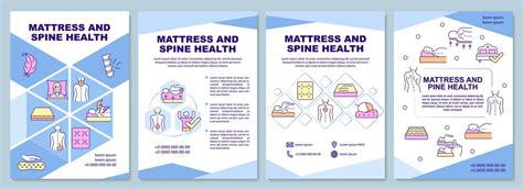 매트리스 및 척추 건강 브로셔 템플릿입니다 허리 통증 완화 전단지 소책자 전단지 인쇄 선형 아이콘이 있는 표지 디자인 프레젠테이션 연례 보고서 광고 페이지용