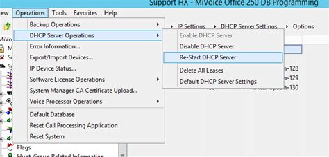 mivoice office 250 dhcp configuration