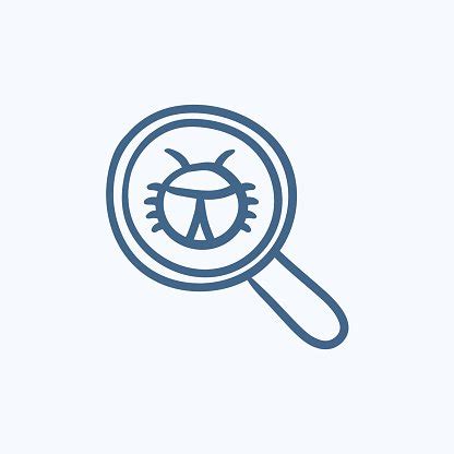 Bug Under Magnifying Glass Sketch Icon Royalty Free Vector Stock