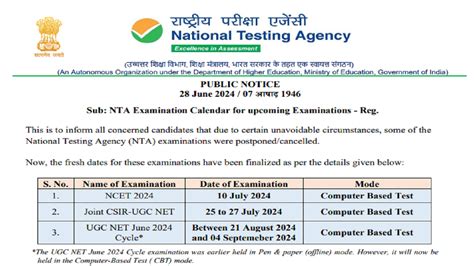 Ugc Net New Exam Date Nta Announces Revised Exam Date For Ugc Net And