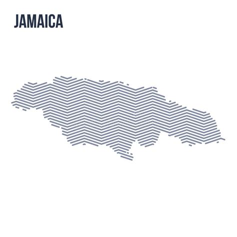 Vector Abstract Hatched Map Of Jamaica With Zig Zag Lines Isolated On A