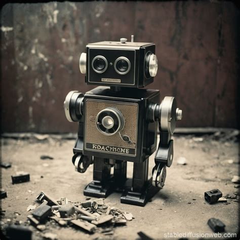 Robot Destroying Assessing Situation Stable Diffusion Online