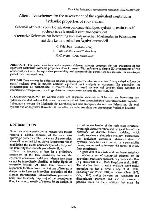 Pdf Alternative Schemes For The Assessment Of The Equivalent Continuum Hydraulic Properties Of