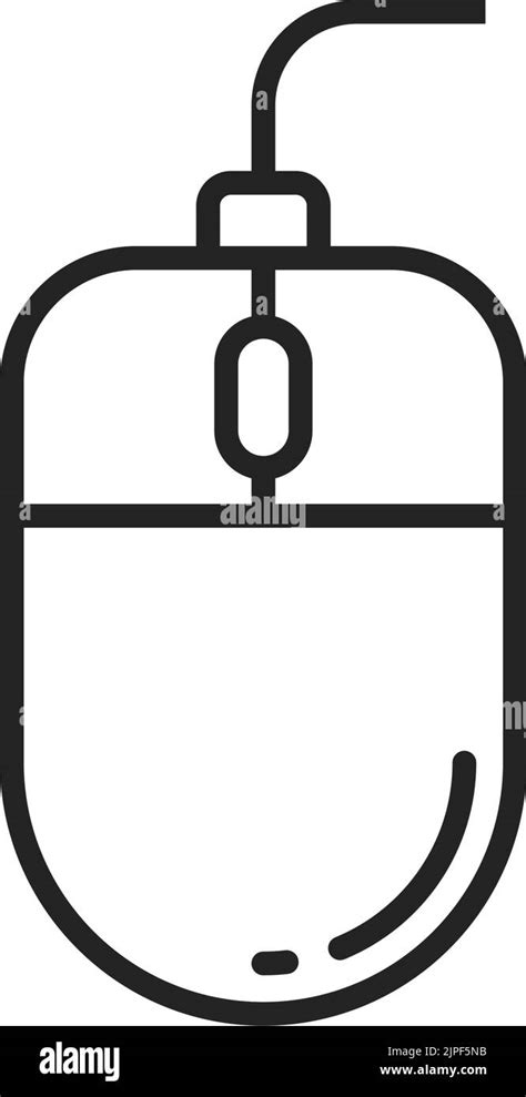 Simple Computer Mouse With Cord Isolated Monochrome Icon Vector