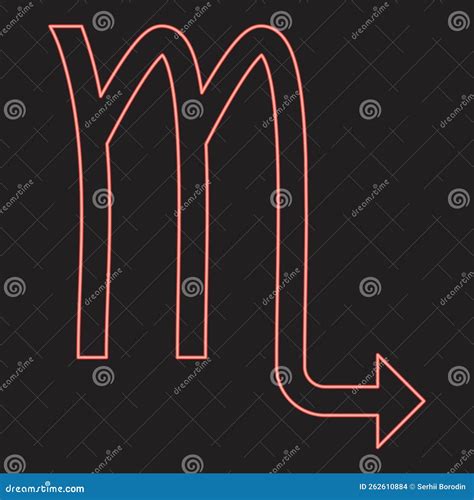 Neon Scorpion Symbol Zodiac Red Color Vector Illustration Image Flat
