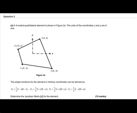 Solved Question A A Noded Quadrilateral Element Is Chegg