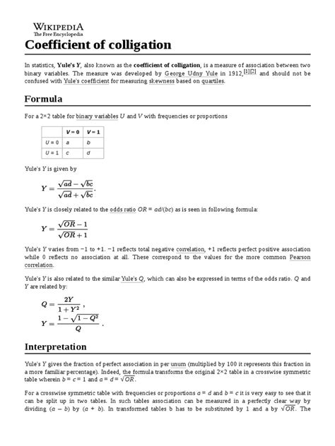 Coefficient Of Colligation Pdf
