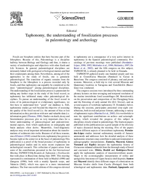 Pdf Taphonomy The Understanding Of Fossilization Processes In