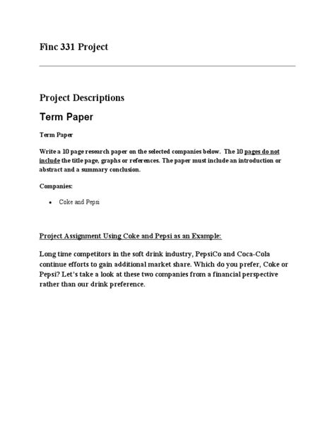 Assignment Finc 331 Project 1 Pdf Coca Cola Investing