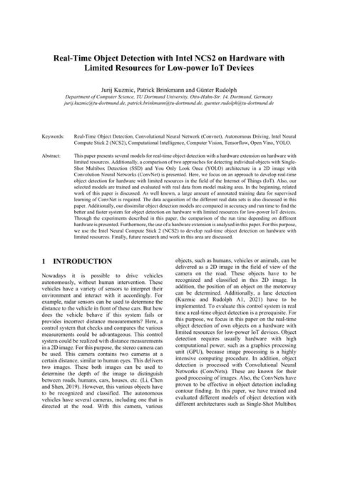 pdf real time object detection with intel ncs2 on hardware with