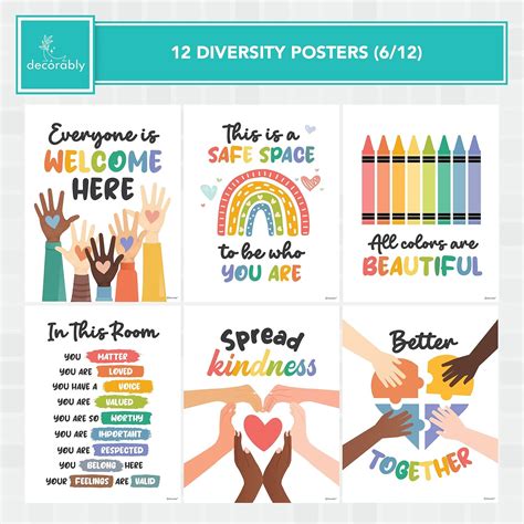 Decorably Diversity Posters For Classroom 12 Multicultural Posters For Classroom 11x14in