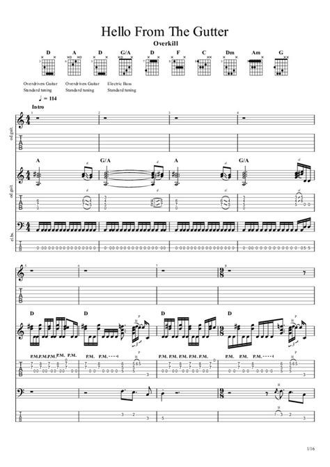 Hello From The Gutter Tab And Chords Overkill