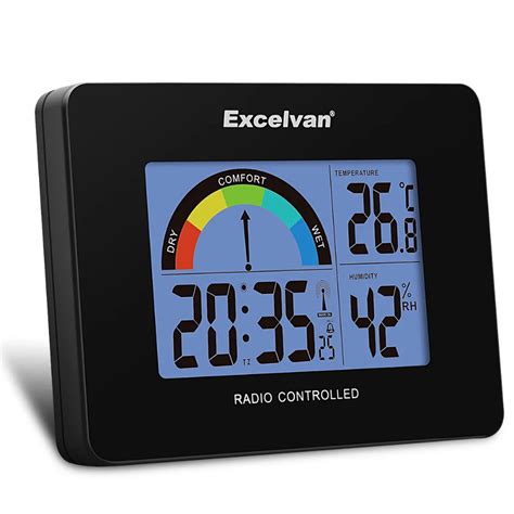 Excelvan Digital Radio Controlled Alarm Clock Thermometer Hygrometer Meter Temperature Humidity
