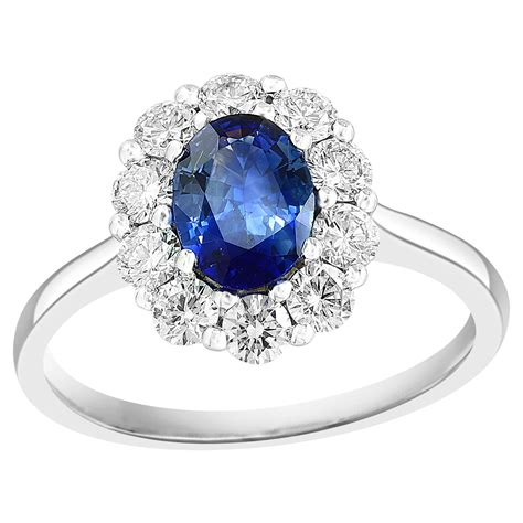 218 Carat Oval Cut Sapphire And Diamond Ring In 18k White Gold For