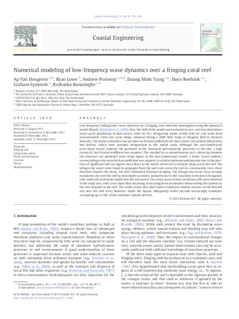 Pdf Numerical Modeling Of Low Frequency Wave Dynamics Over A Fringing