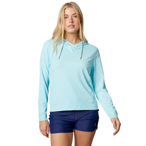 Free Country Upf 50 Sun Protection Womens Blue Light Weight Knit Long Sleeve Hoodie 2xl In