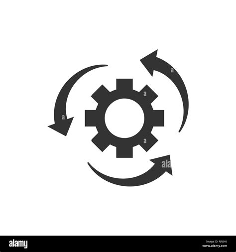 Workflow Process Icon In Flat Style Gear Cog Wheel With Arrows Vector Illustration On White