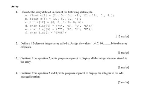 Solved 1 Describe The Array Defined In Each Of The