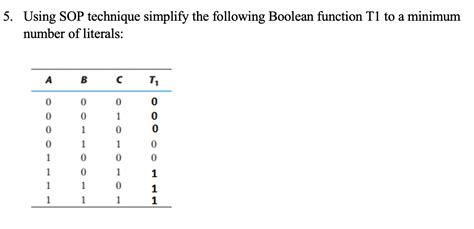 solved 5 using sop technique simplify the following boolean