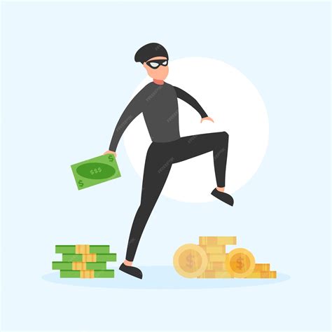 Premium Vector Cute Flat Illustration Cartoon Of Thief Hacker Stealing Data Money For Web