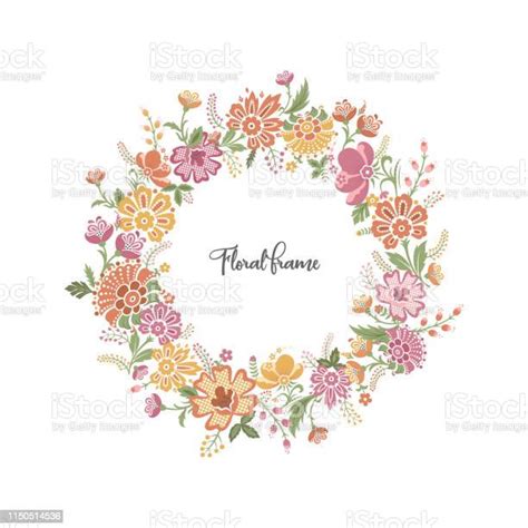 꽃 벡터 화 환 프레임입니다 텍스트에 대 한 장식 꽃 배경입니다 녹색 배경 여러 가지 빛깔의 나뭇잎과 꽃입니다 꽃 템플릿봄 여름